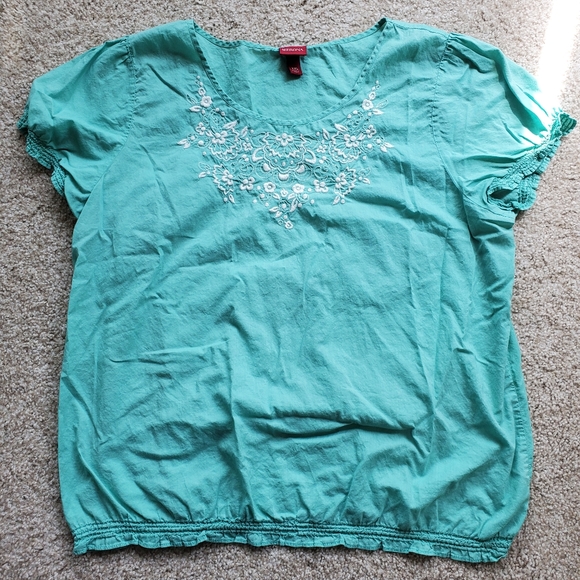 Merona | Tops | Merona Teal Blouse | Poshmark